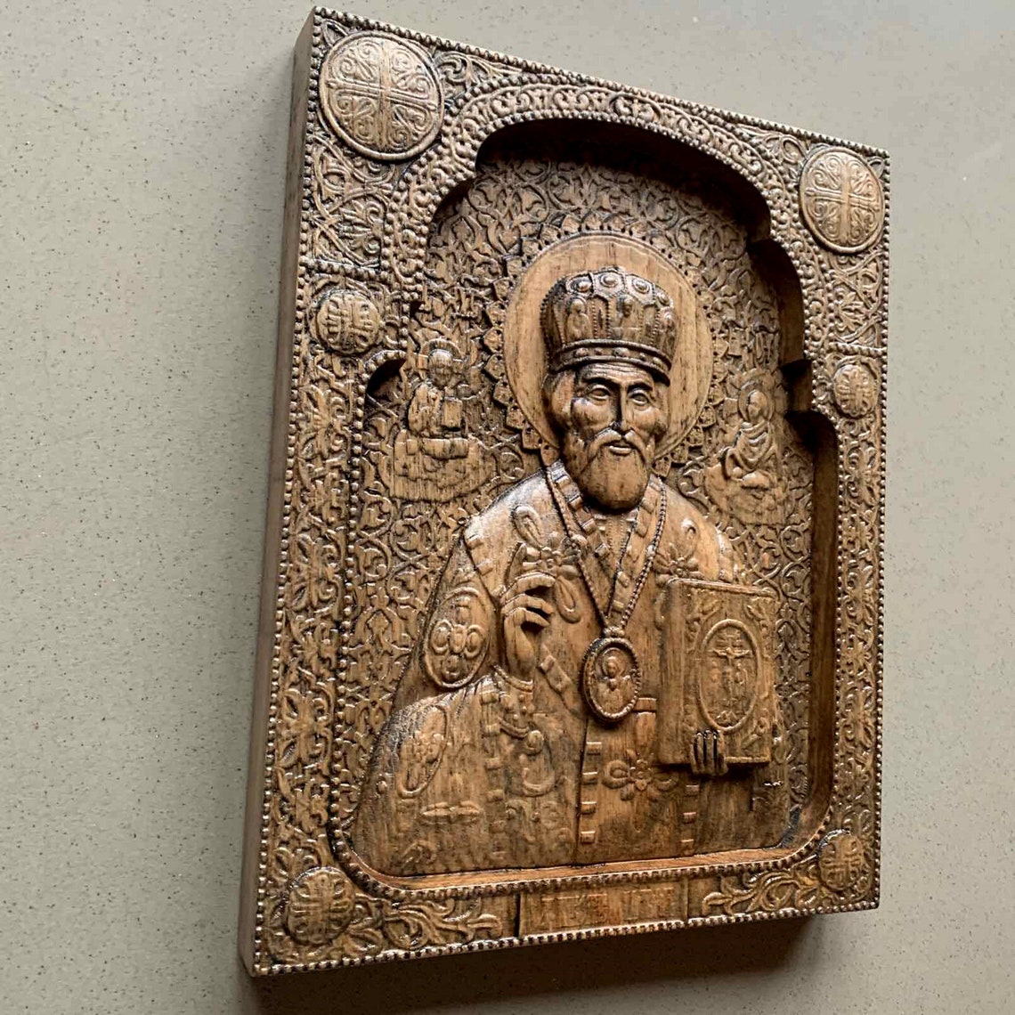Saint Nicholas Carved Wooden Icon St. Nicholas the - Etsy