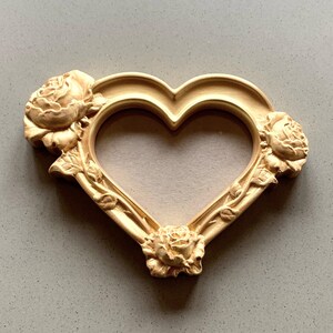 Gold Heart Shaped Photo Picture Frame With Roses, Wood Carving, Love ...