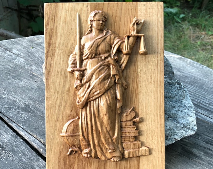 Lady Justice Wall Art. Goddess of Justice Carved Wood Art. Law Office ...