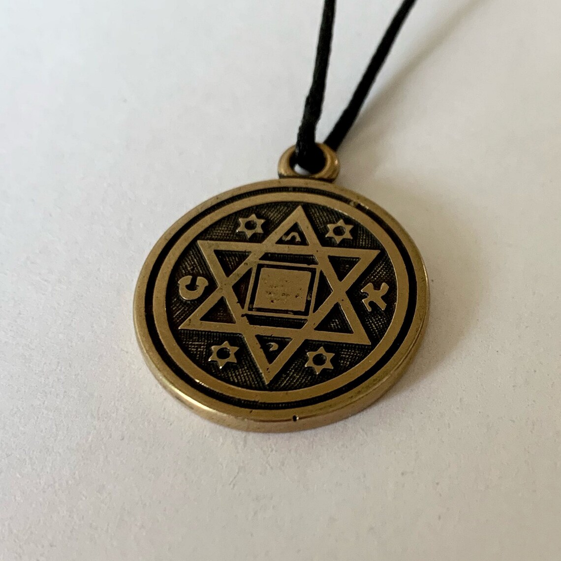Bronze Solomon Seal Hexagram Pendant - Protective Star of David ...