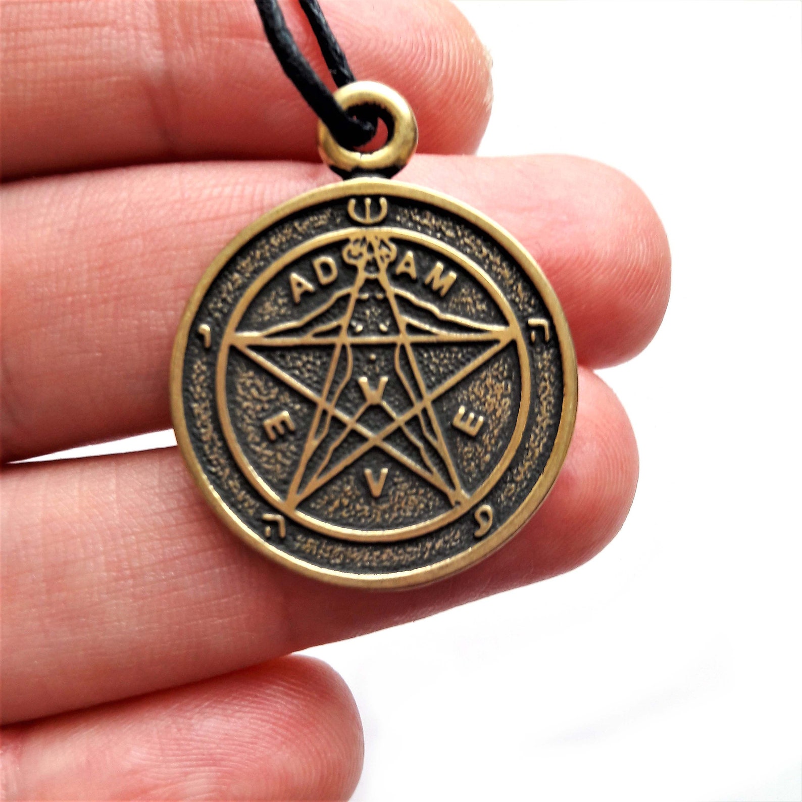 Agrippa pentagram bronze pendant Human pentagram charm | Etsy