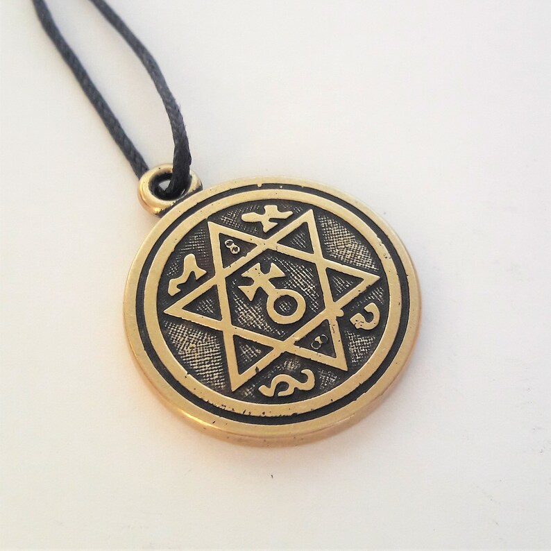 Solomon seal hexagram bronze pendant. Hexagram of Solomon. | Etsy