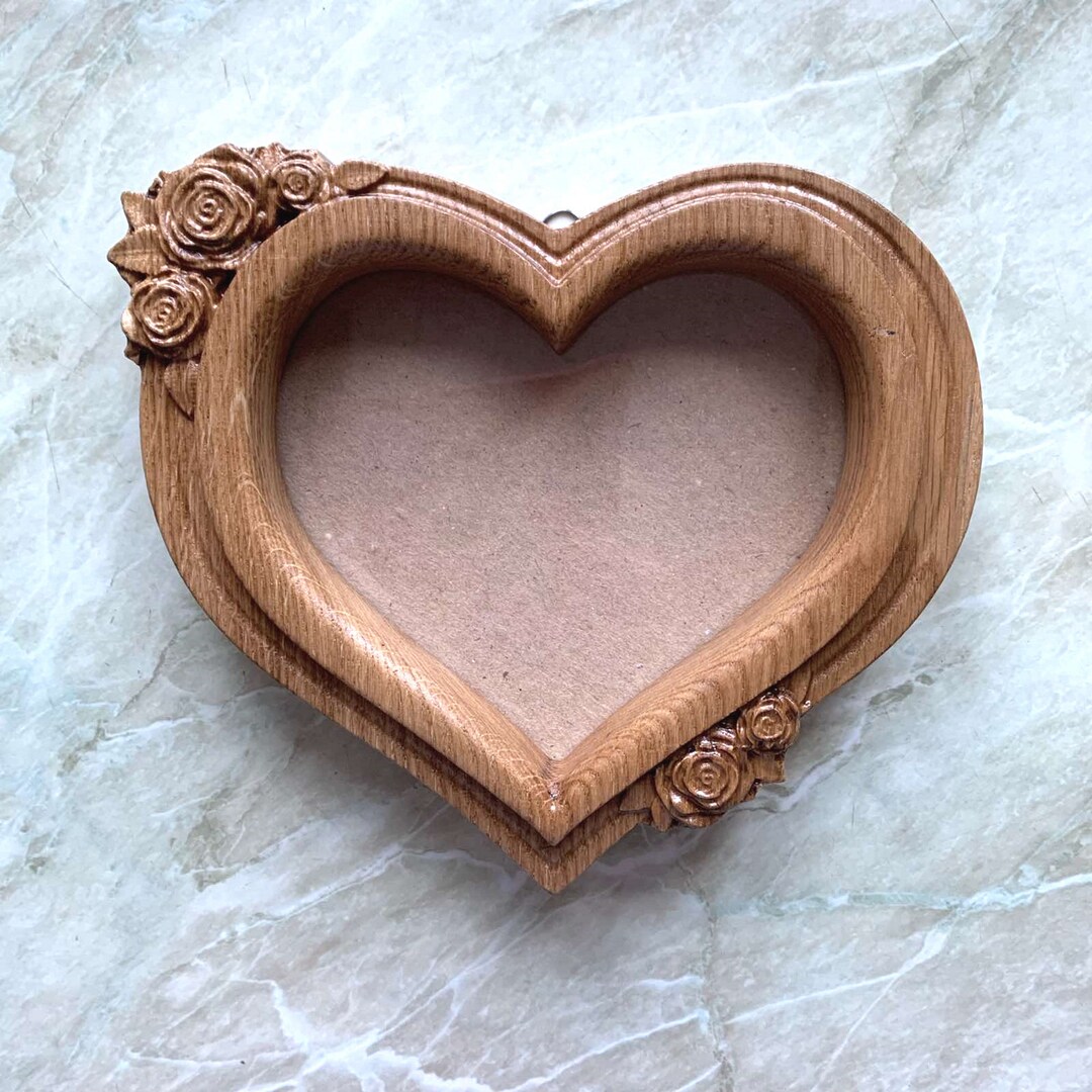 Wooden Heart Shape Photo Picture Frame, Wood Carving Love Romantic ...