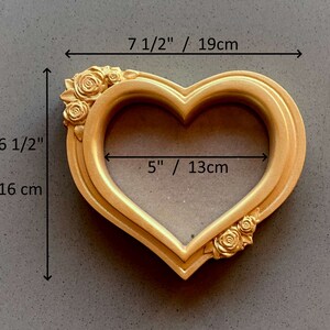 Gold Floral Wooden Heart Shaped Photo Picture Frame Wall Mounted, Wood ...