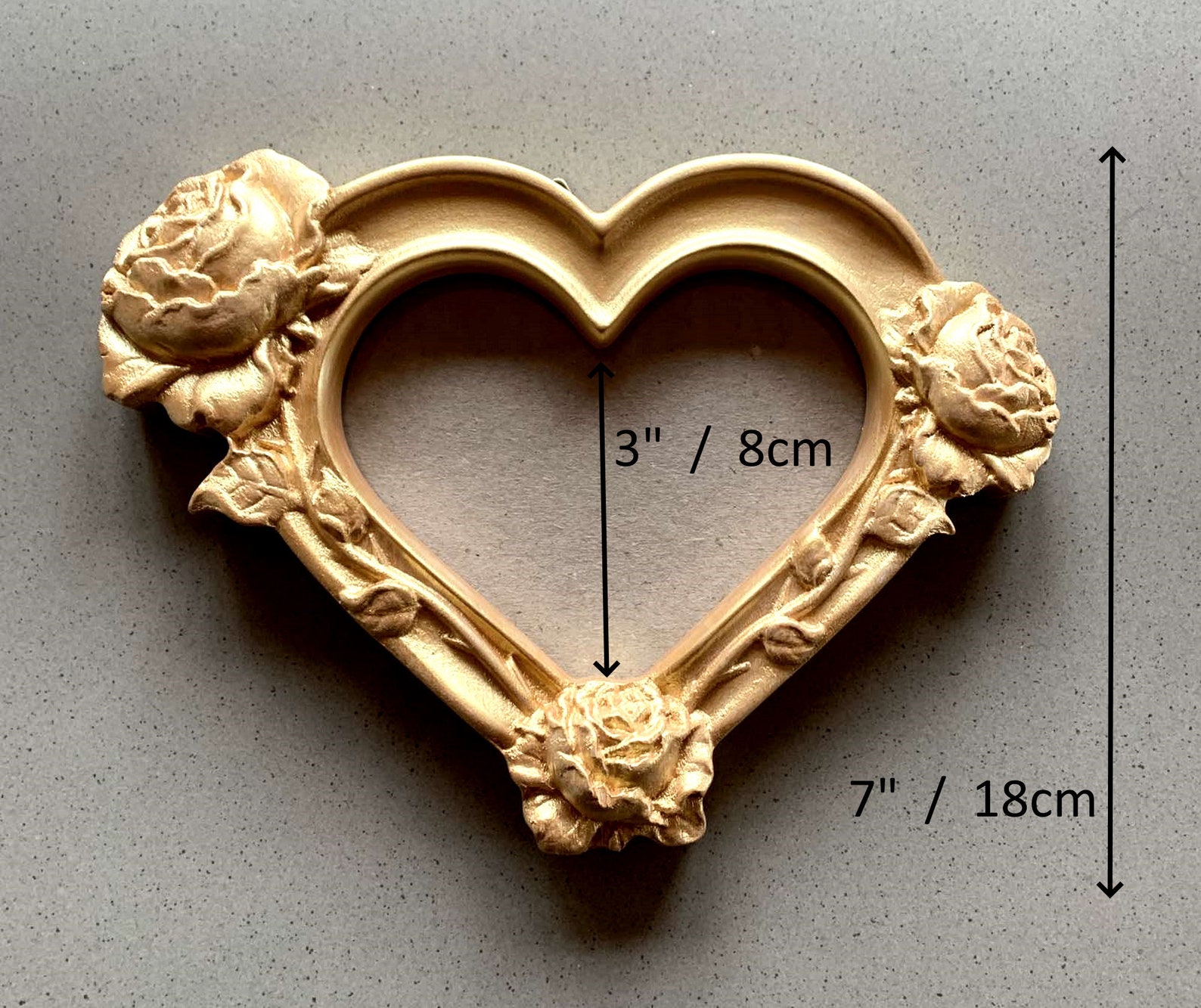 Gold Heart Shaped Photo Picture Frame With Roses Wood - Etsy