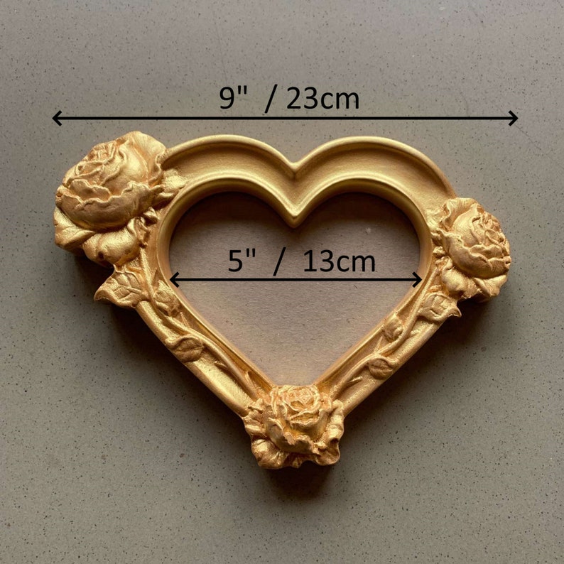 Gold Heart Shaped Photo Picture Frame With Roses Wood - Etsy