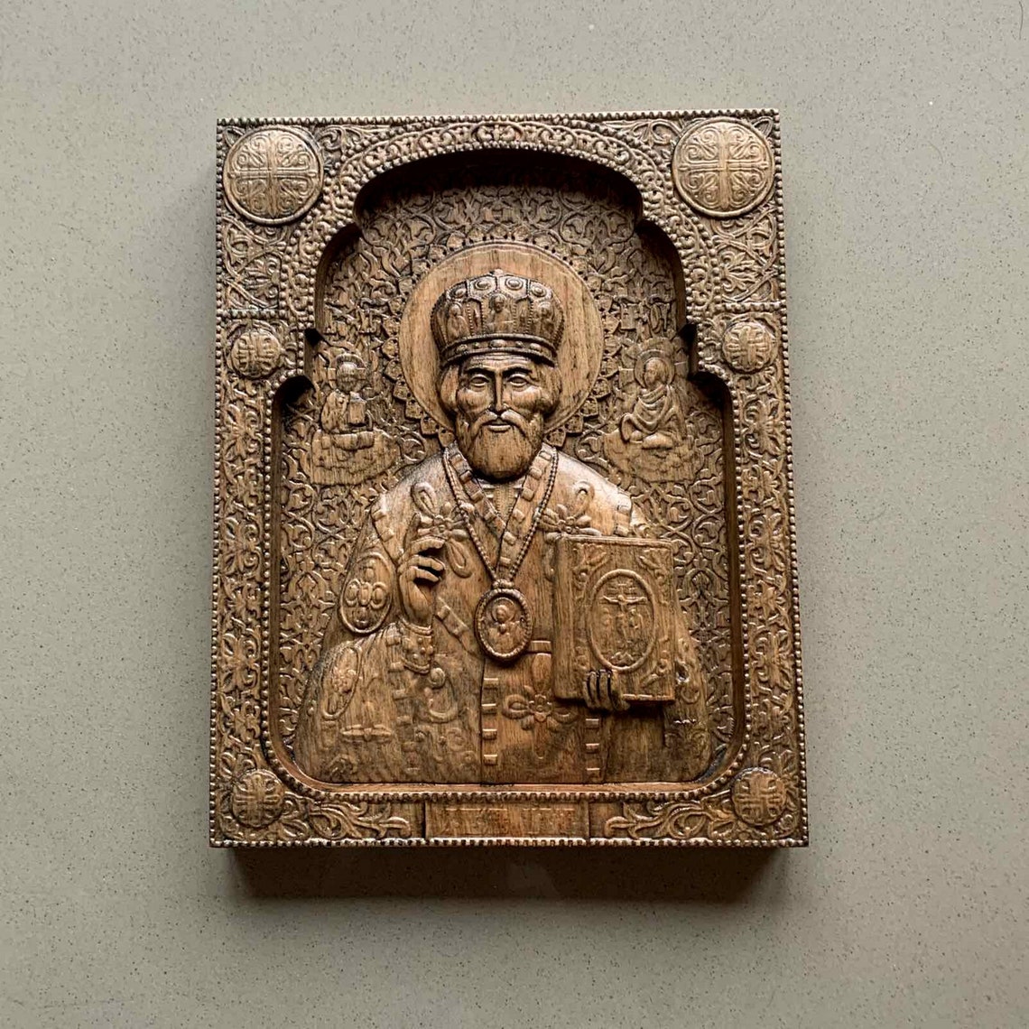 Saint Nicholas Carved Wooden Icon St. Nicholas the - Etsy
