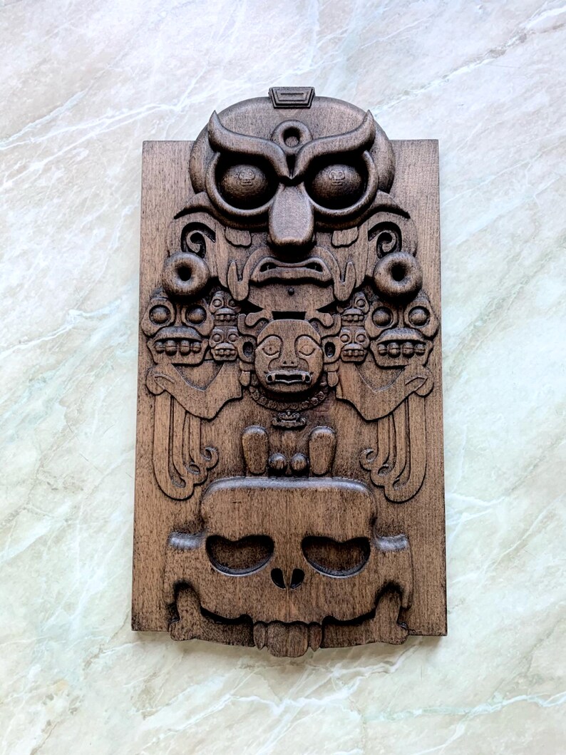 Aztec Mayan Wooden Wall Art Carved Wood Relief Wall Panel - Etsy