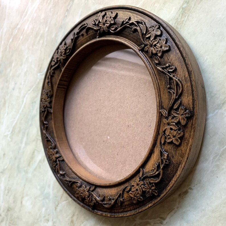 Round Flower Photo Picture Decorative Frame Floral Ornate - Etsy