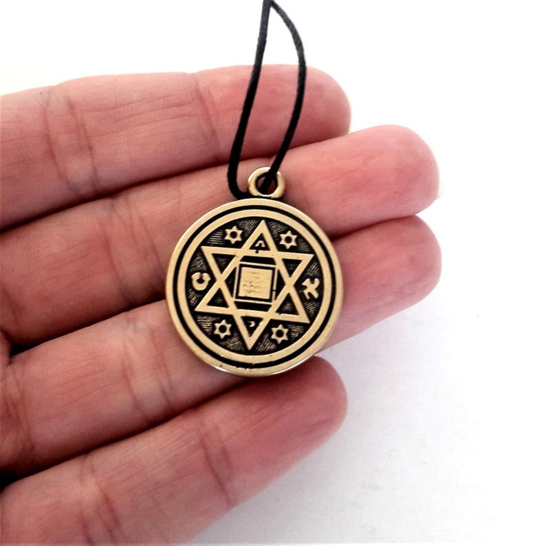 Bronze Solomon Seal Hexagram Pendant - Protective Star of David ...