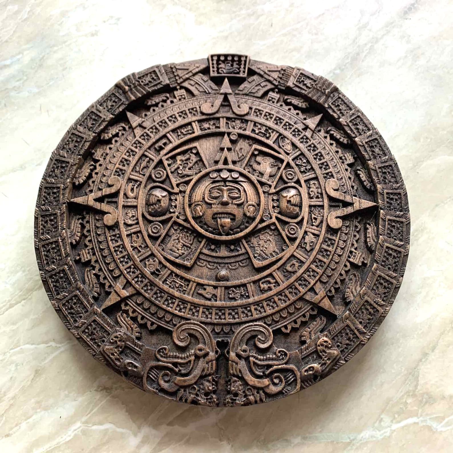 Aztec Mayan Calendar carved wood picture. 8 Diameter | Etsy
