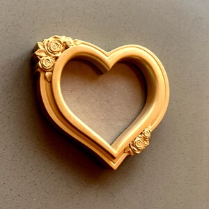Gold Floral Wooden Heart Shaped Photo Picture Frame Wall Mounted, Wood ...