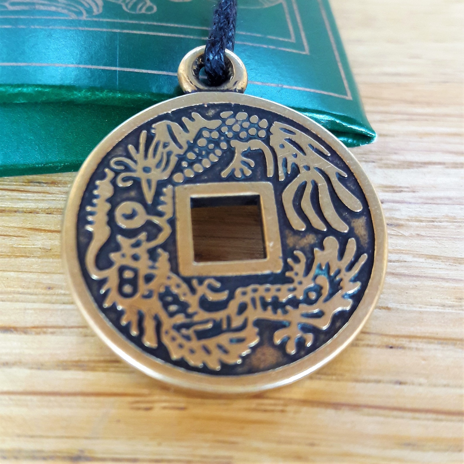 Lucky Chinese Fortune Coin Pendant. Bronze Feng Shui Charm. Asian Good ...