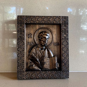 Saint Markos Mark Evangelist, the Apostle Carved Wooden Icon. Christian ...