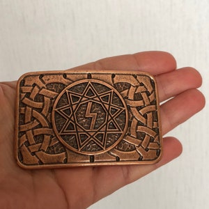 Rectangular Buckle for Belt, Slavic Symbol Lightning in a Star, Symbol ...