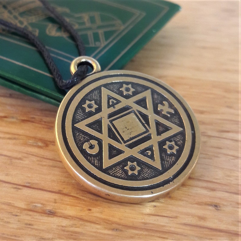 Solomon seal hexagram bronze pendant. Hexagram of Solomon. | Etsy