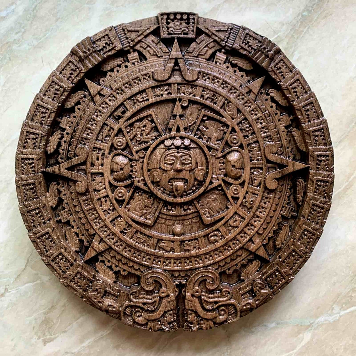 Aztec Mayan Calendar Carved Wood Picture. 8 Diameter - Etsy