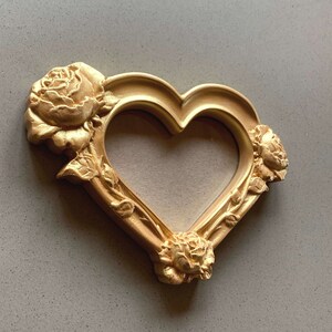 Gold Heart Shaped Photo Picture Frame With Roses, Wood Carving, Love ...