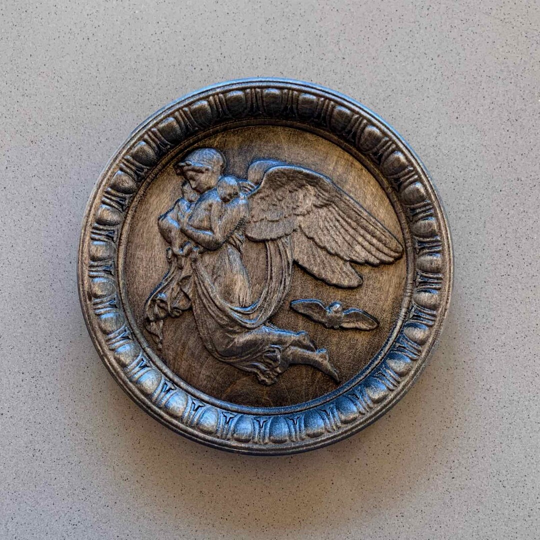 8" Guardian Angel Wooden Carved Icon. Christian Gift for the Home ...