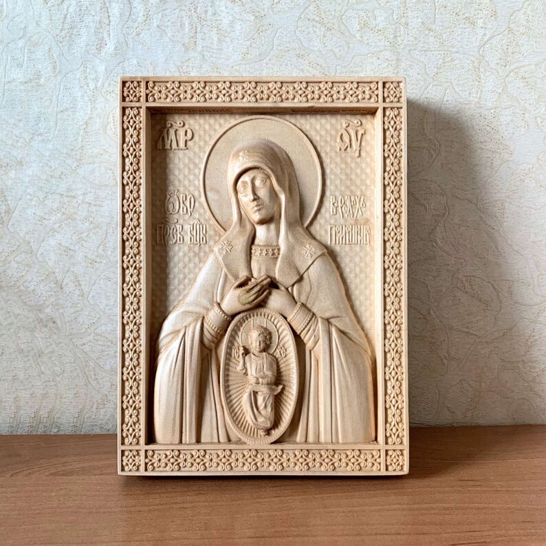 Theotokos Virgin Mary Helper Childbirth Carved Wooden Icon. | Etsy