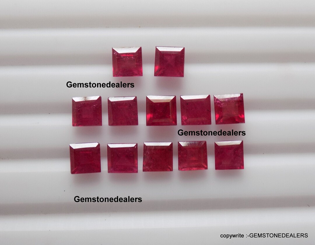 1PC Natural RUBY Square 5.50mm Faceted Step Cut Ruby Square Shape Red ...