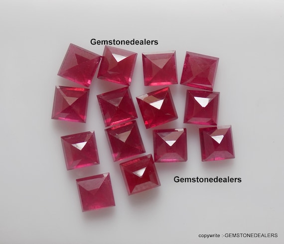 1PC Natural RUBY Pyramid Faceted Step Cut Ruby Square Shape - Etsy