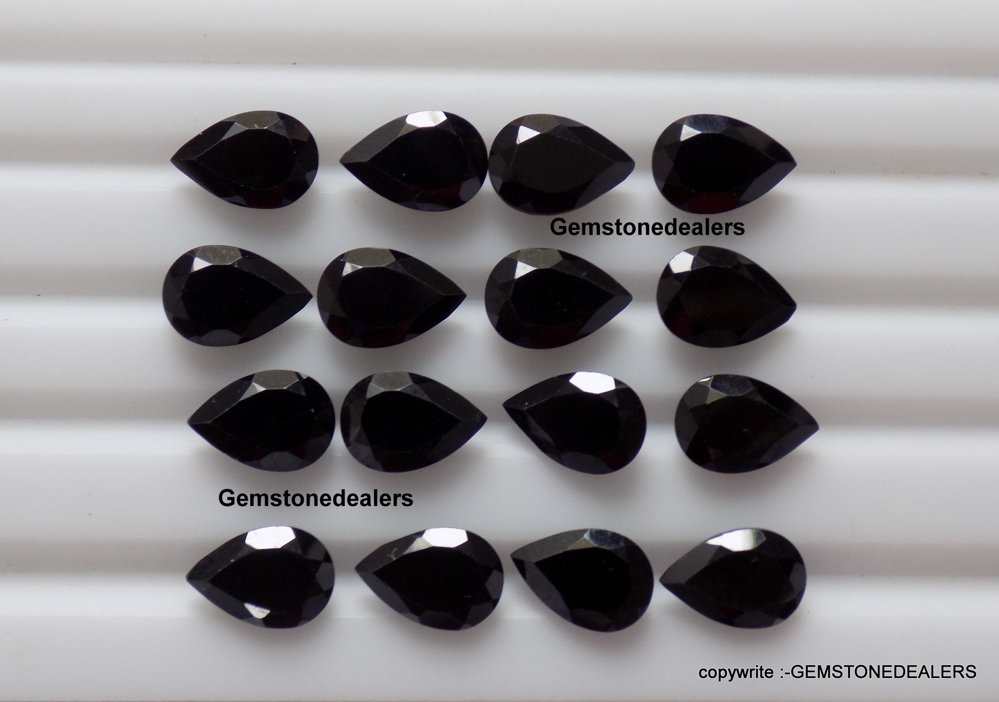 7x10mm Natural BLACK SPINAL Pear Shape 7x10mm Cut Faceted Pear Spinel ...