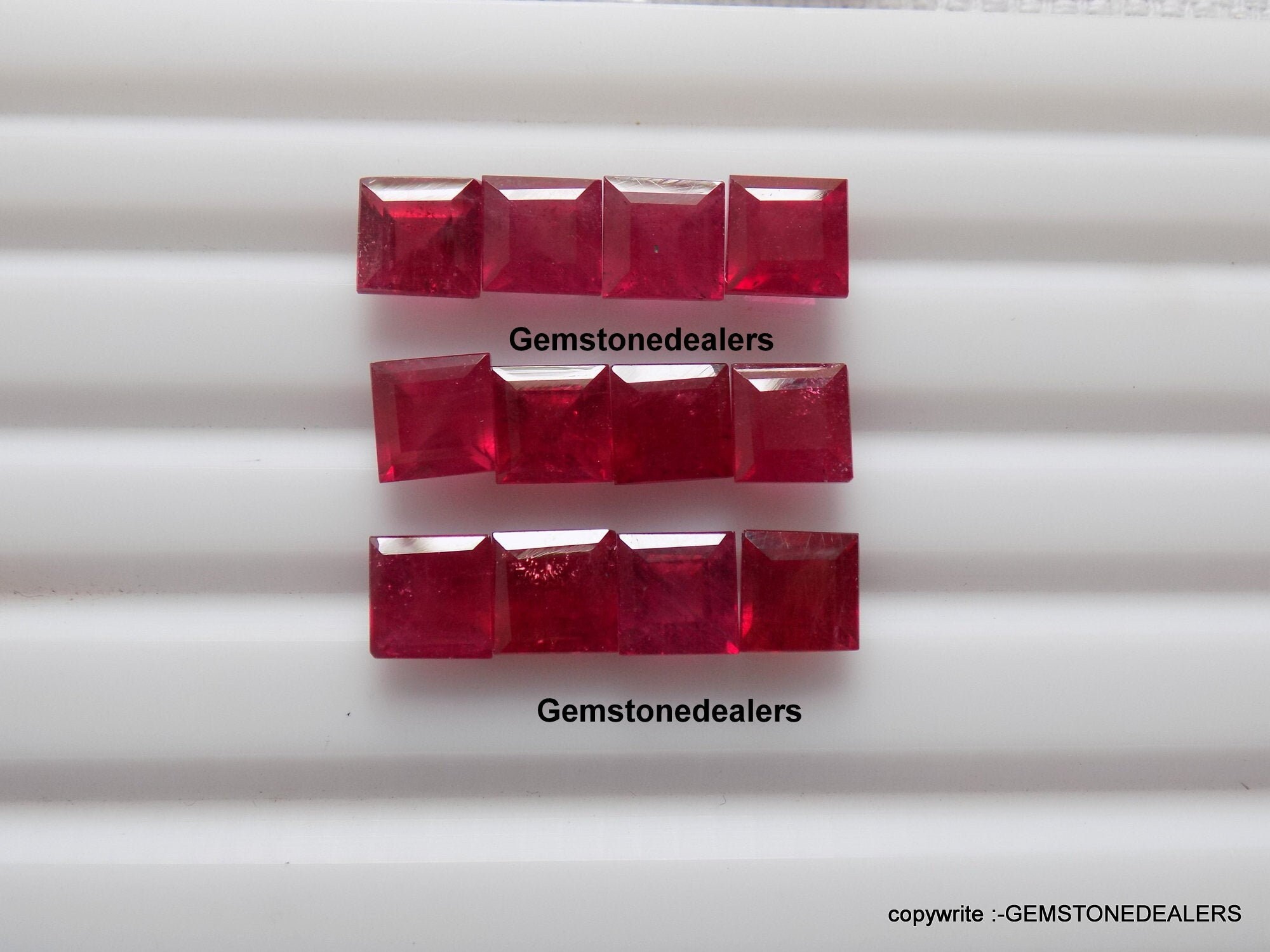 1PC Natural RUBY Square 6mm Faceted Step Cut Ruby Square Shape Red Ruby ...