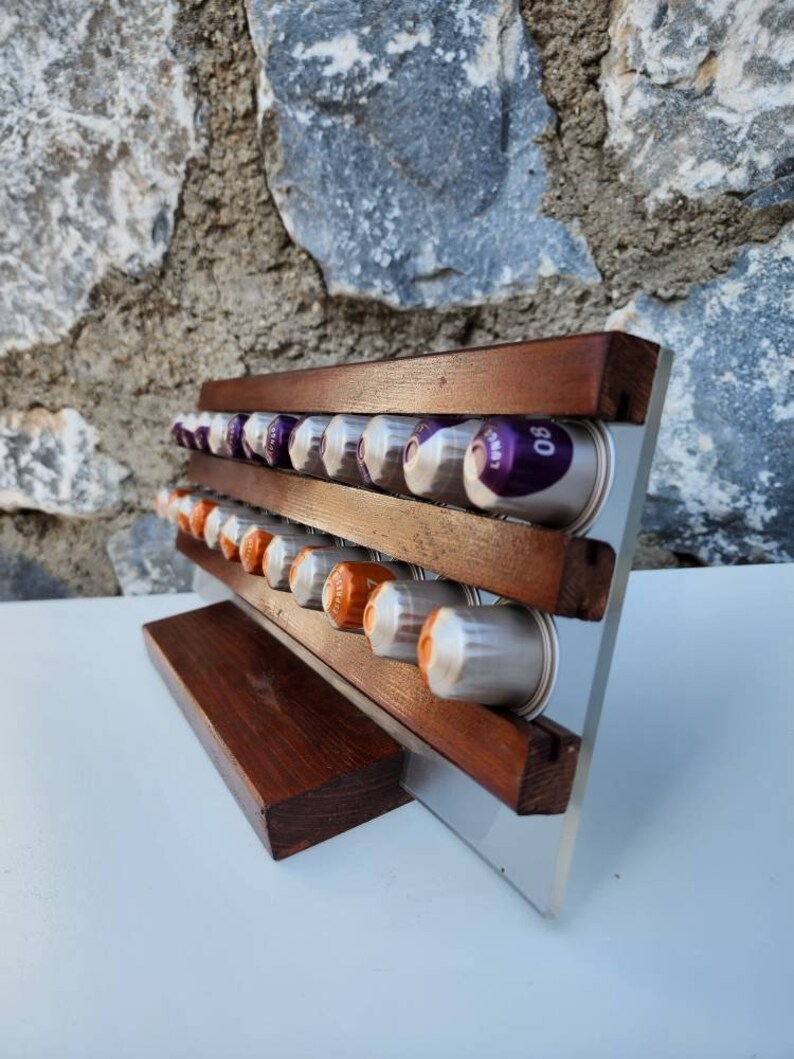 Wooden & Glass Nespresso Coffee Capsule Holder - Holds 24 Capsules ...