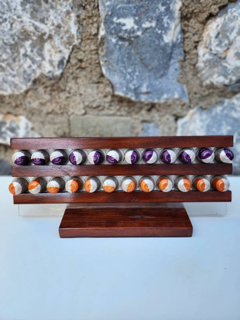 Wooden & Glass Nespresso Coffee Capsule Holder - Holds 24 Capsules ...