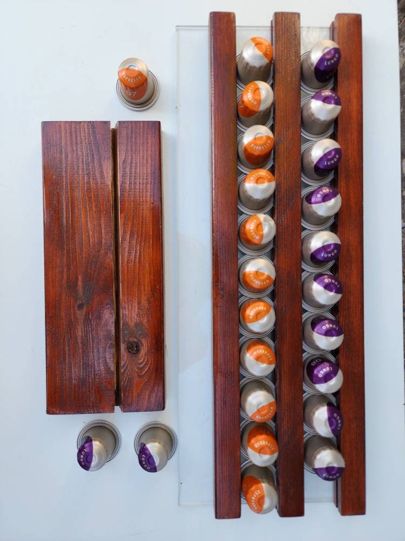 Wooden & Glass Nespresso Coffee Capsule Holder - Holds 24 Capsules ...