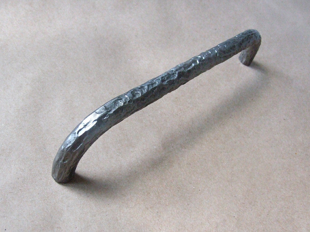 Hand forged drawer pulls knobs Hammered wrought industrial | Etsy