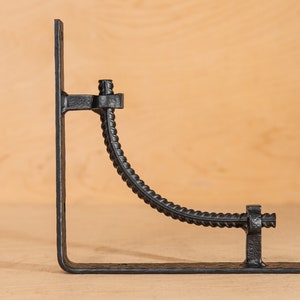 Hand Forged Steel Rebar Shelf Brackets Textured Metal Plates Industrial ...