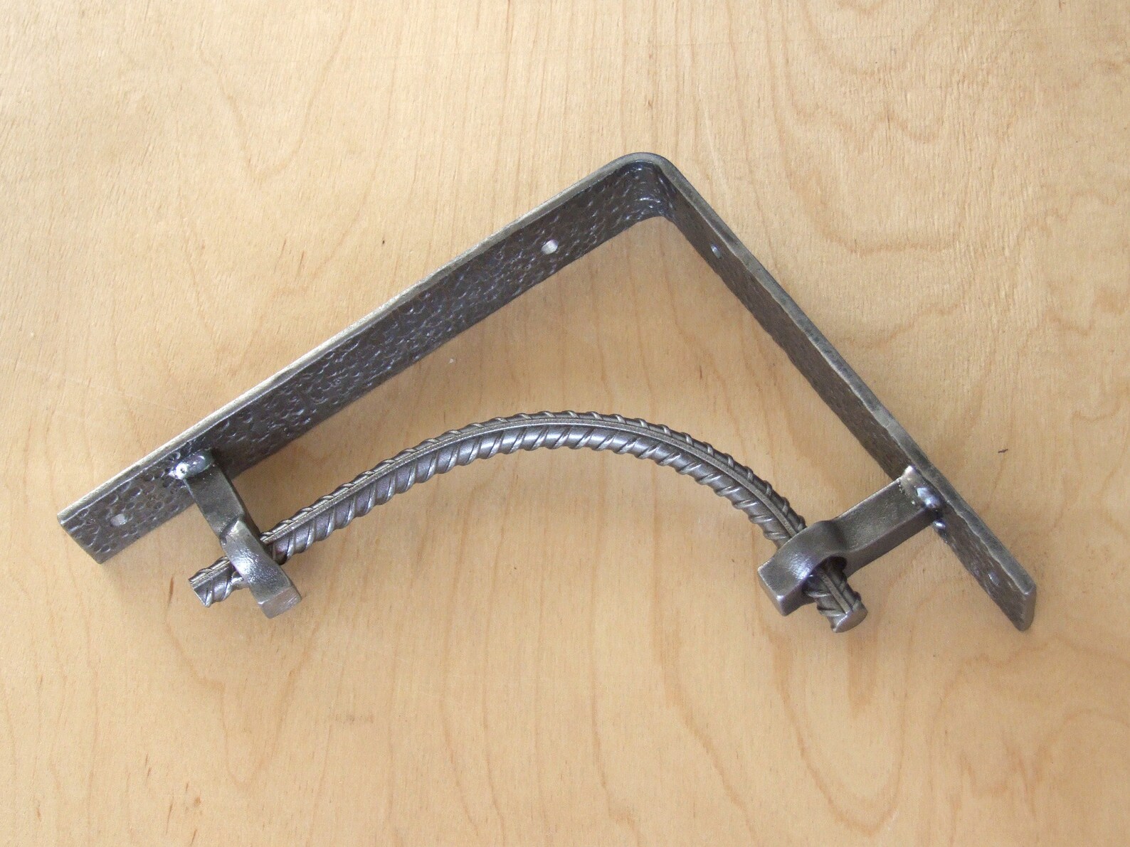 Hand Forged Steel Rebar Shelf Brackets Textured Metal Plates Industrial ...