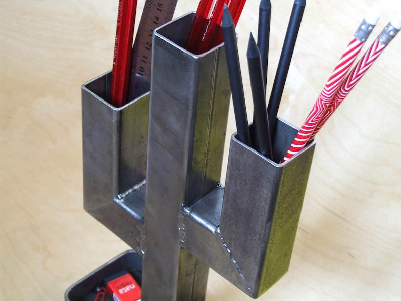 Rusty Industrial Iron Cactus Desk Organizer Modern Loft - Etsy