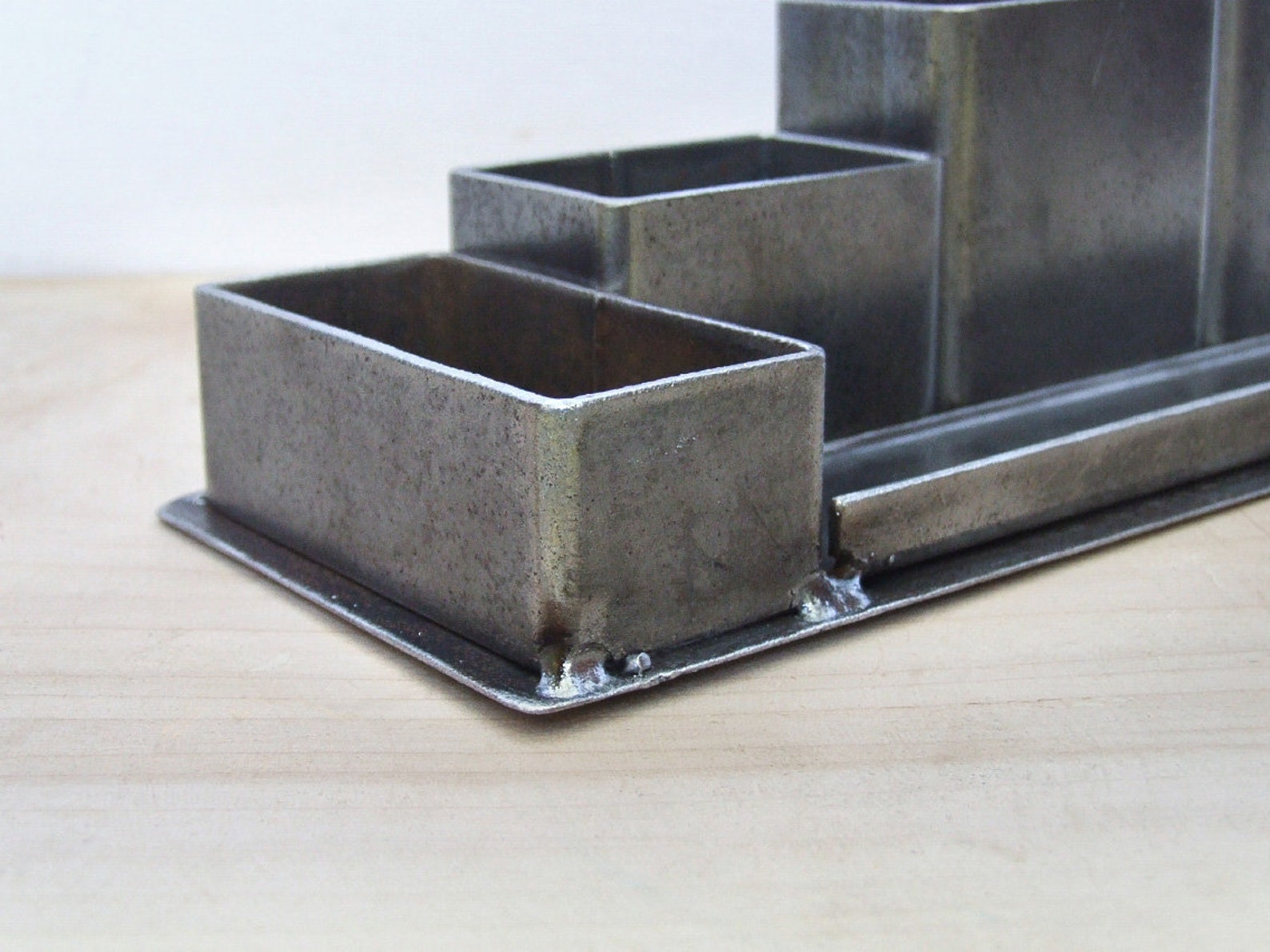 Rusty Industrial Steel Desk Organizer Metal Pen Stand Home - Etsy