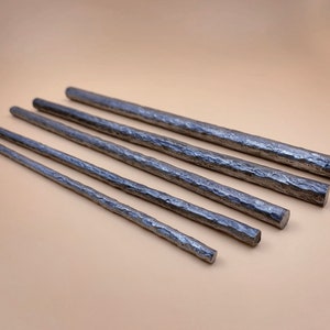 Hand Forged 1 Meter Long Textured Steel Round Bar Hammered Metal Rod ...