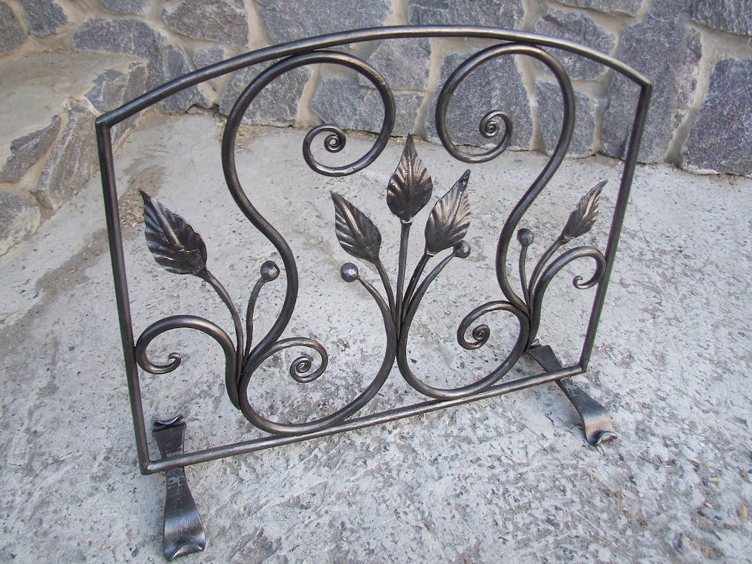 Artistic Hand Forged Fireplace Screen Blacksmith Made Wrought Iron ...