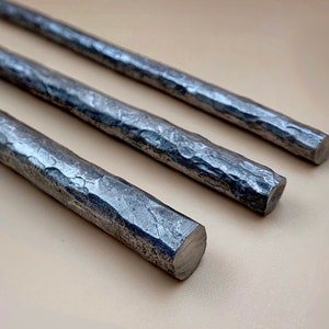 Hand Forged 1 Meter Long Textured Steel Round Bar Hammered Metal Rod ...