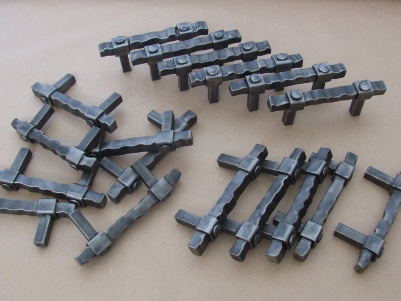 Hand forged drawer pulls knobs handles Wrought kitchen cabinet | Etsy