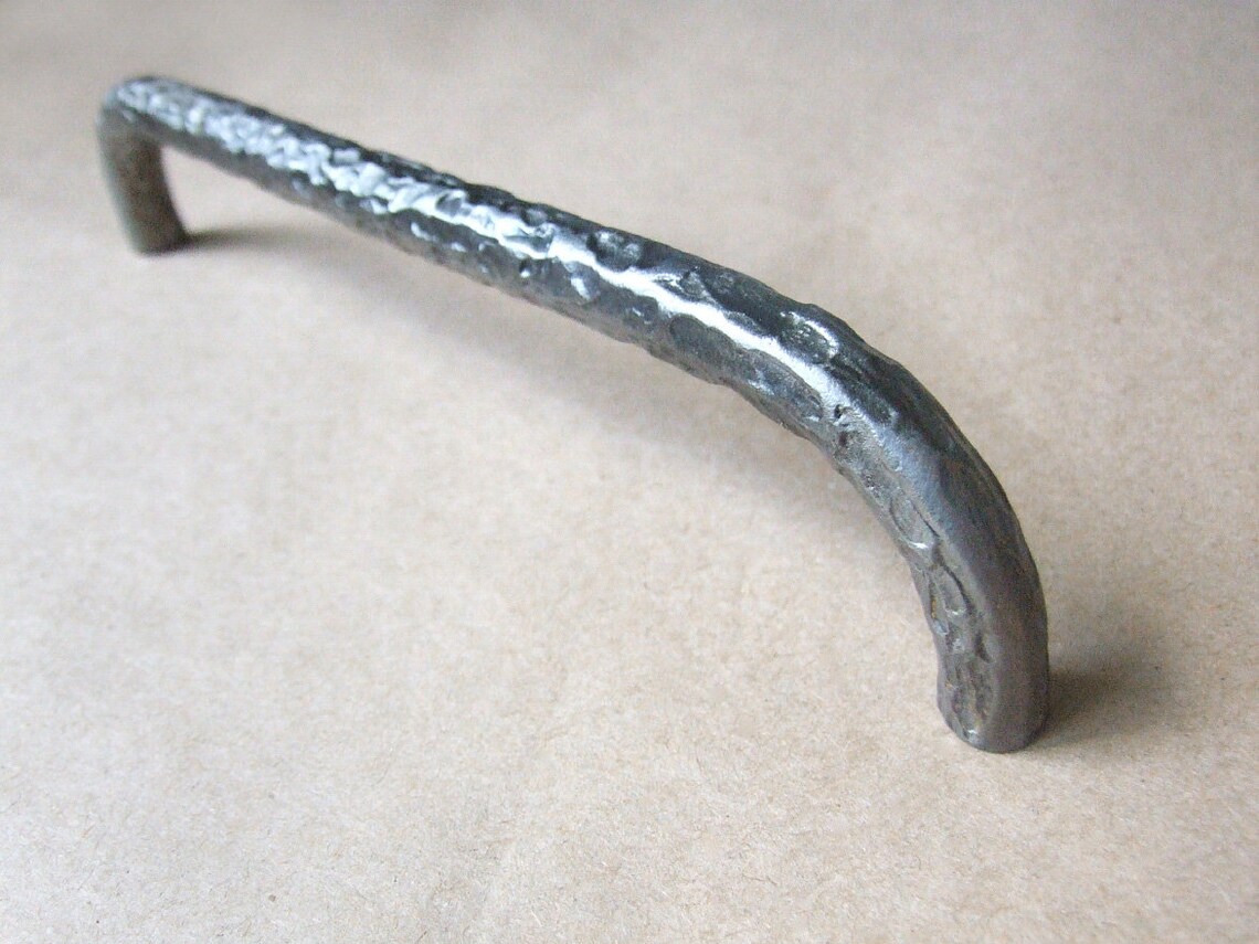 Hand forged drawer pulls knobs Hammered wrought industrial | Etsy
