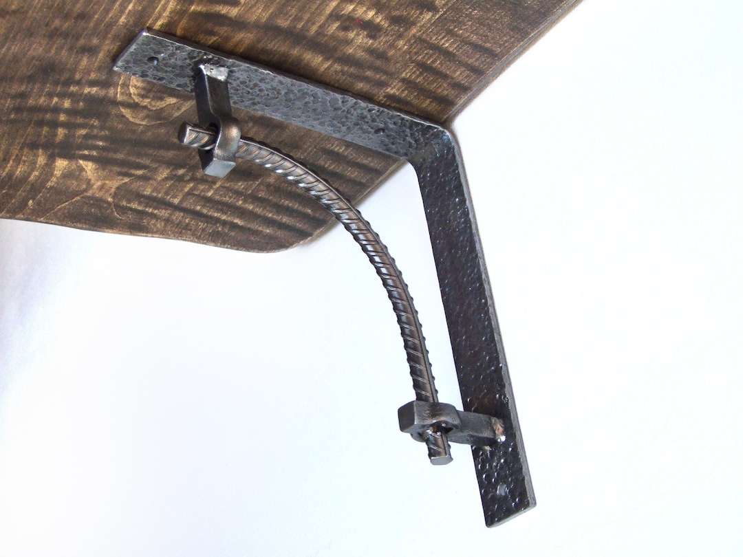 Hand Forged Steel Rebar Shelf Brackets Textured Metal Plates Industrial ...