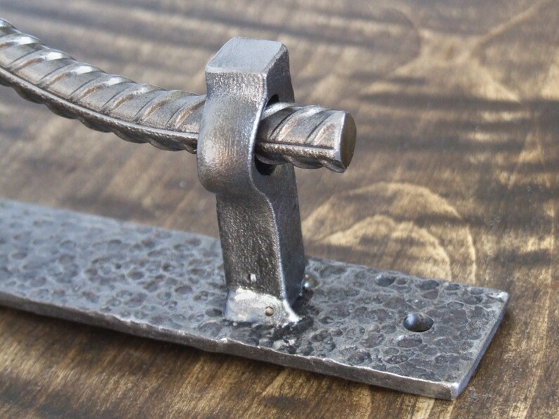 Hand Forged Steel Rebar Shelf Brackets Textured Metal Plates Industrial ...