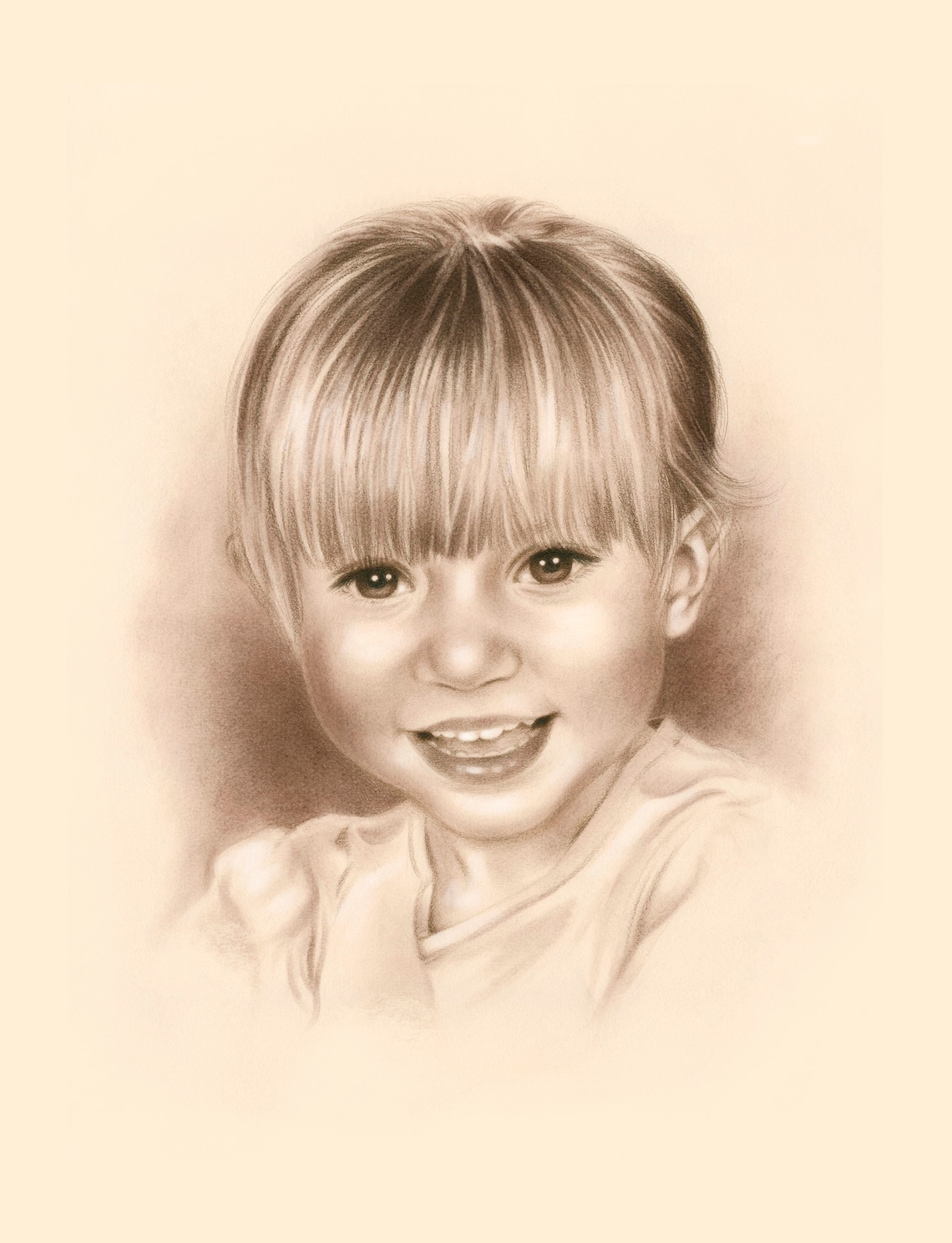 Children Portrait From Photo, Realistic Custom Illustration for Gift ...