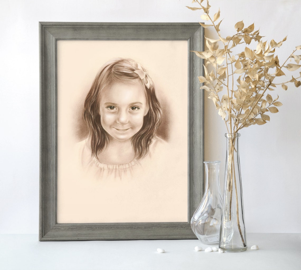 Children Portrait From Photo, Realistic Custom Illustration for Gift ...