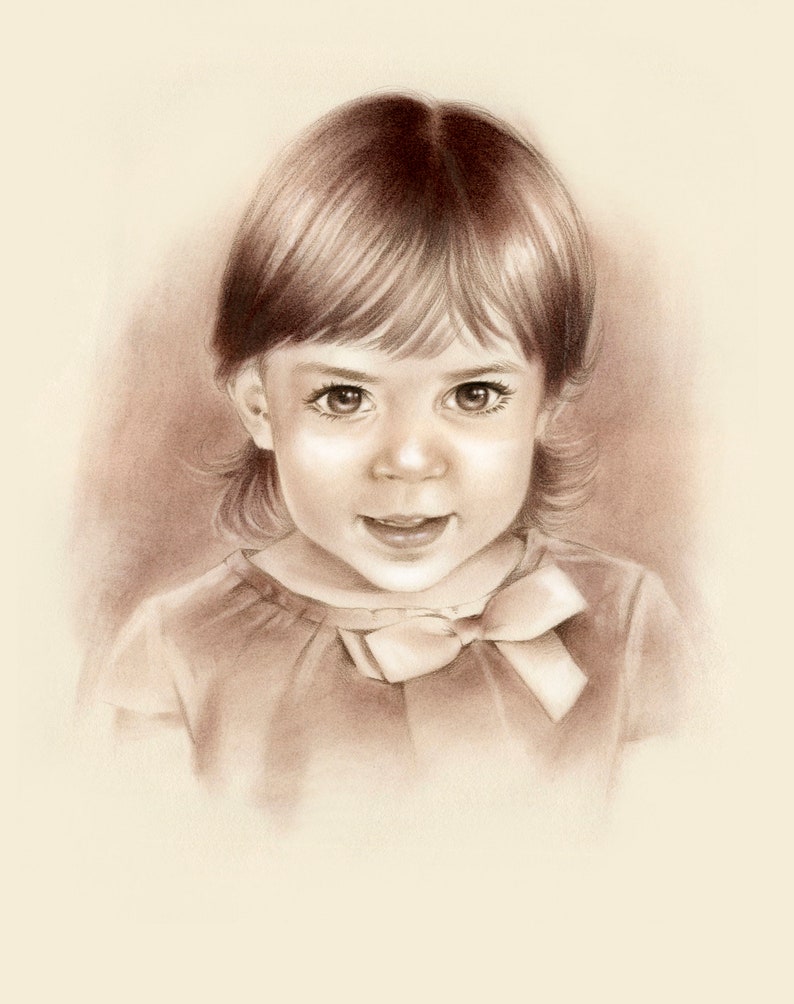 Children Portrait From Photo, Realistic Custom Illustration for Gift ...