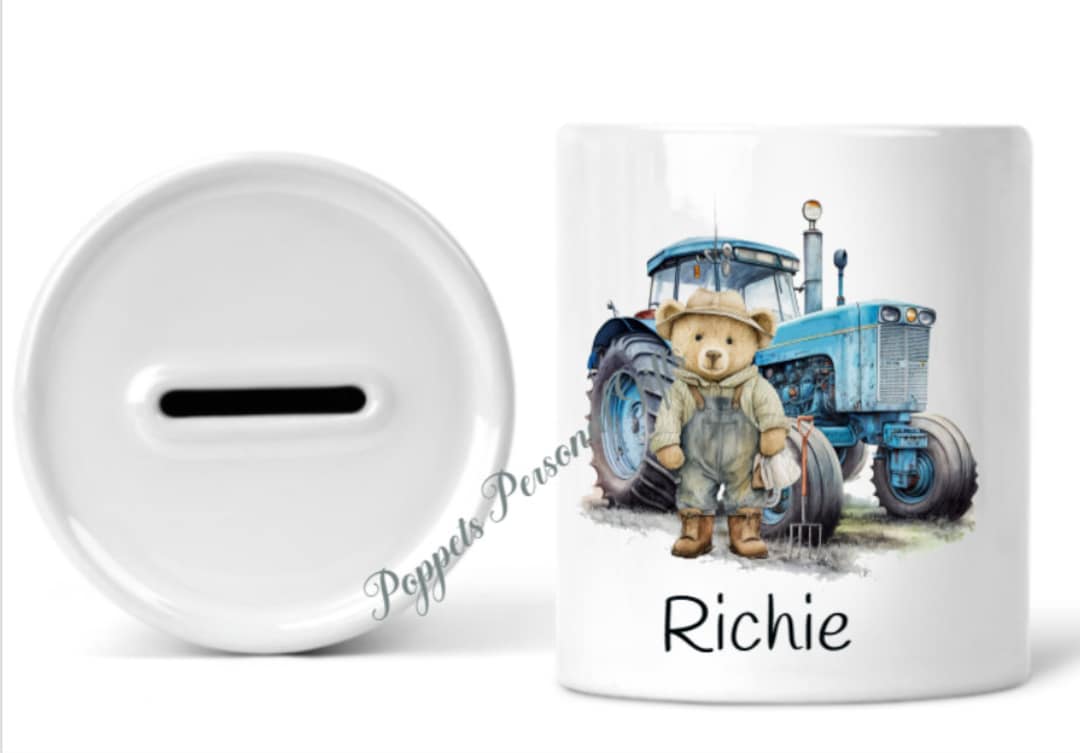 Personalised Tractor Money Box, Kids Piggy Bank. Kids Money Box, Kids ...