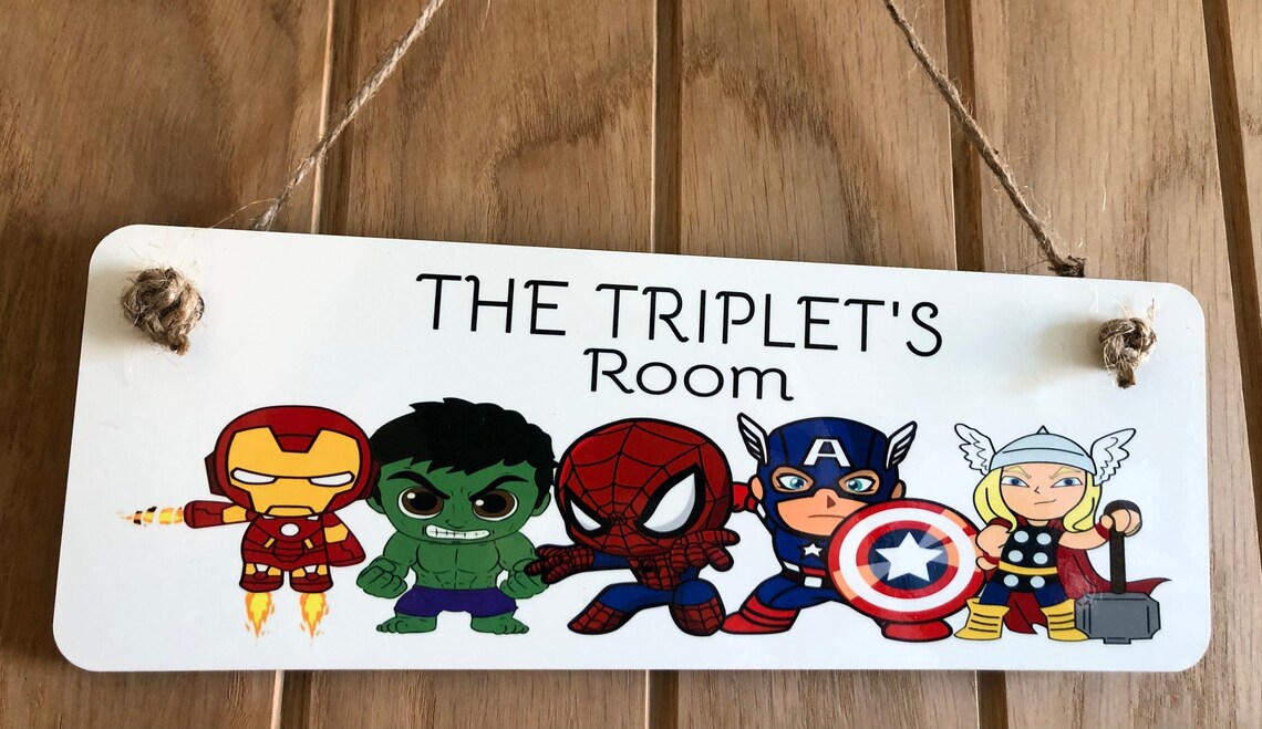 Super Hero Personalised Wooden Door Hanger. Kids Bedroom Door Sign ...