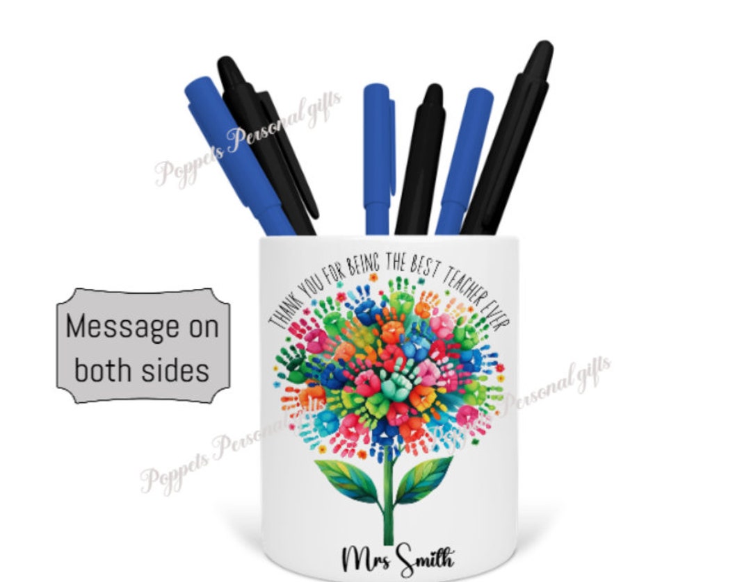 Personalised Teacher Pen Pot, Custom Teacher Pencil Pot, Desk Organiser ...