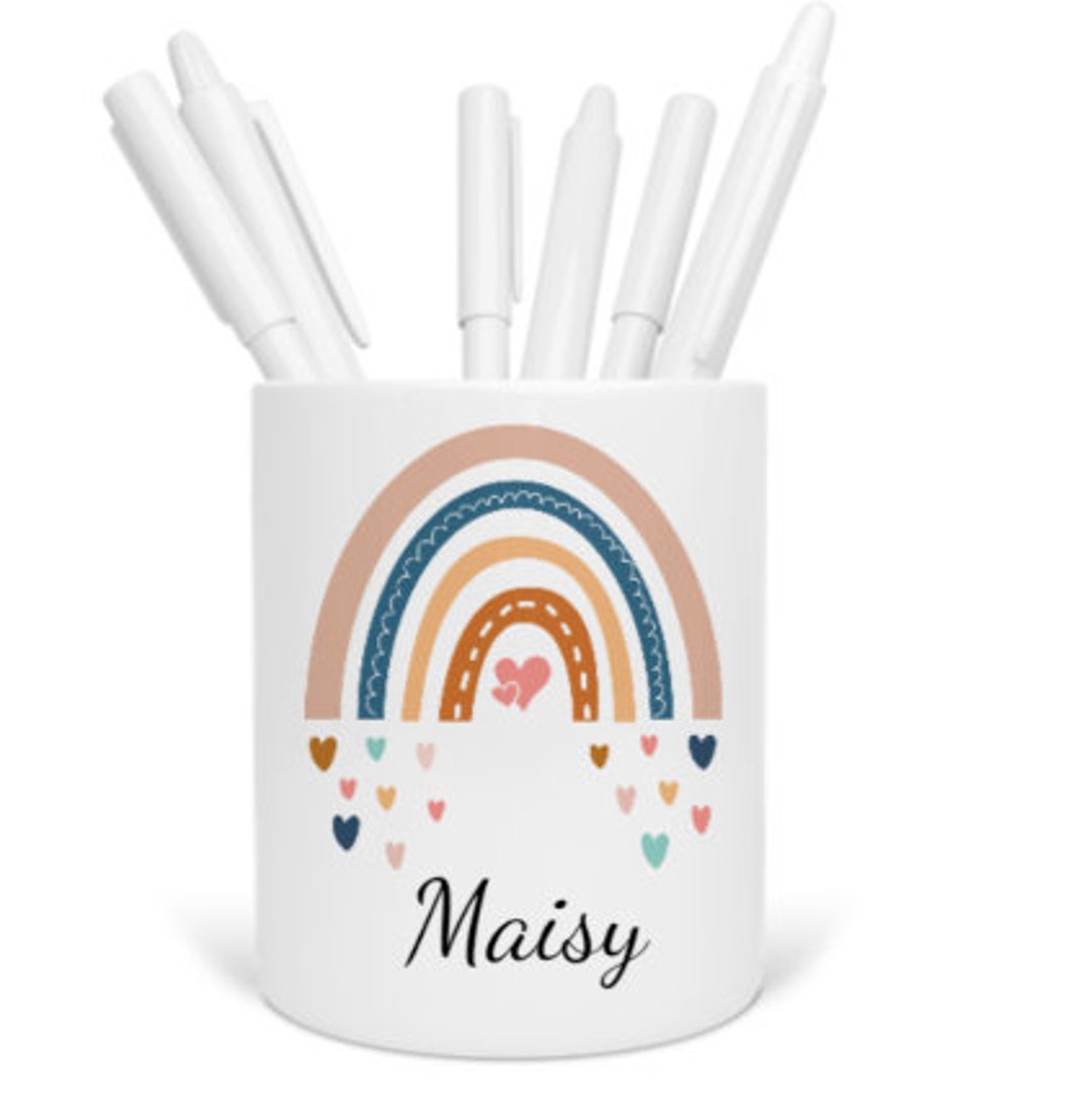Personalised Rainbow Pencil Pot. Personalised Pen Holder. Teachers Gift ...